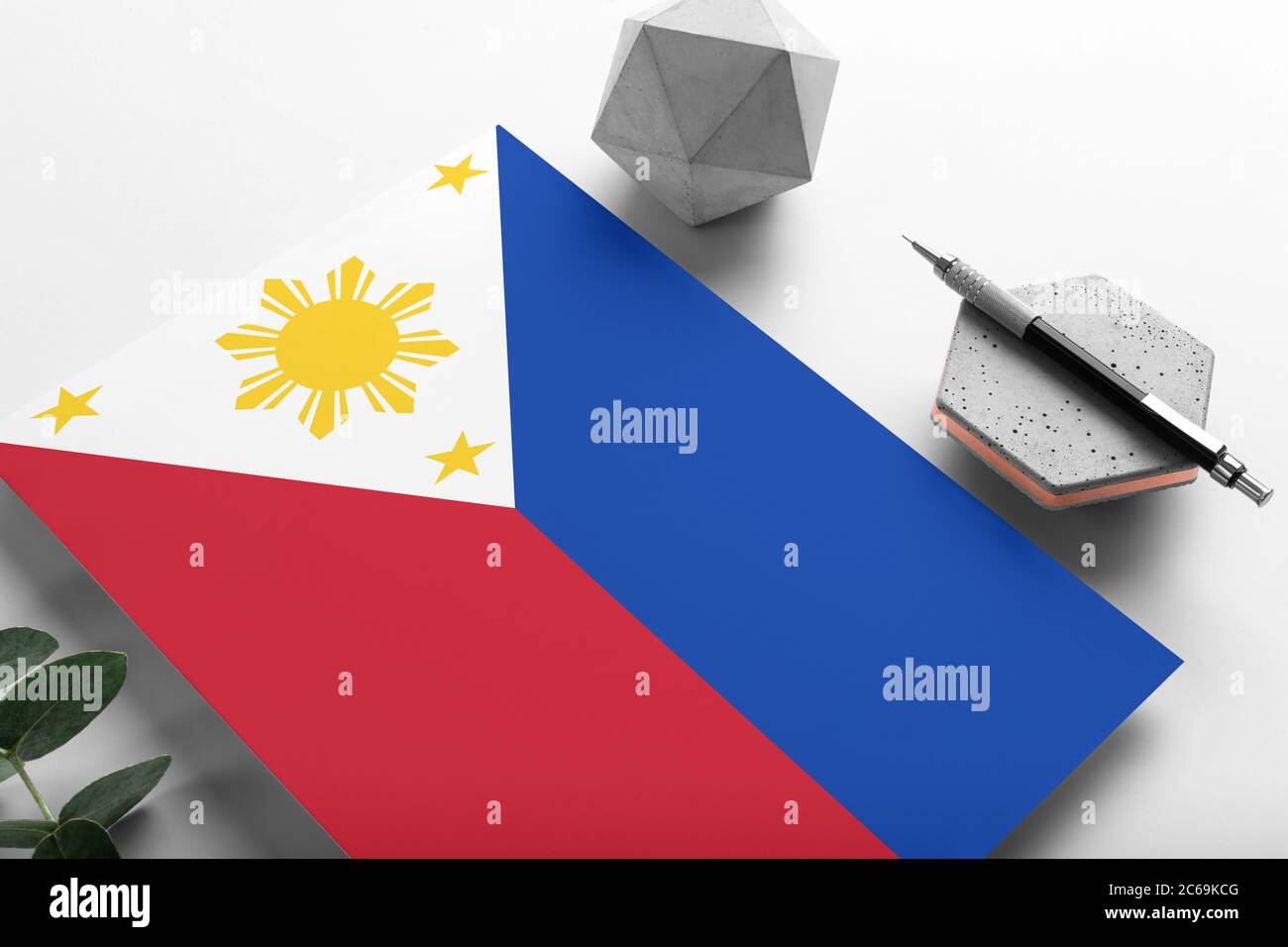 Philippines flag on minimalist paper background. National invitation ...