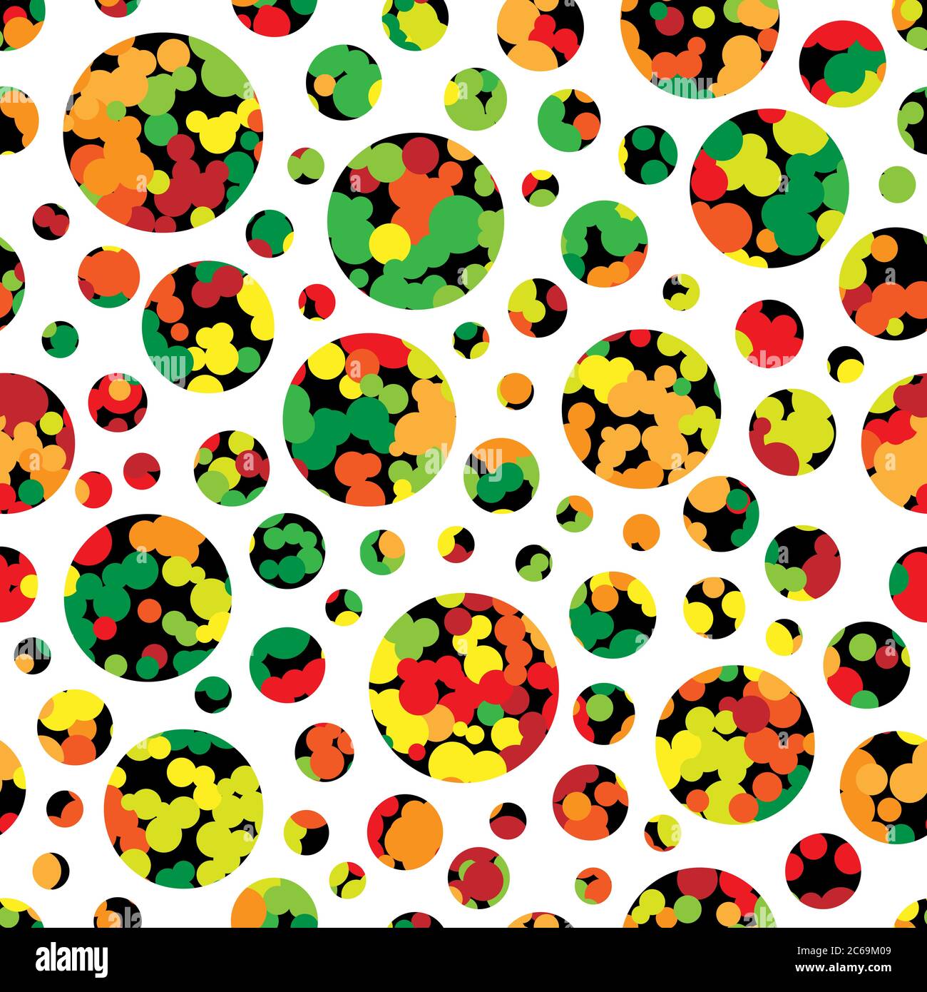 Seamless texture with multi-colored bubbles. Large and small colored ...