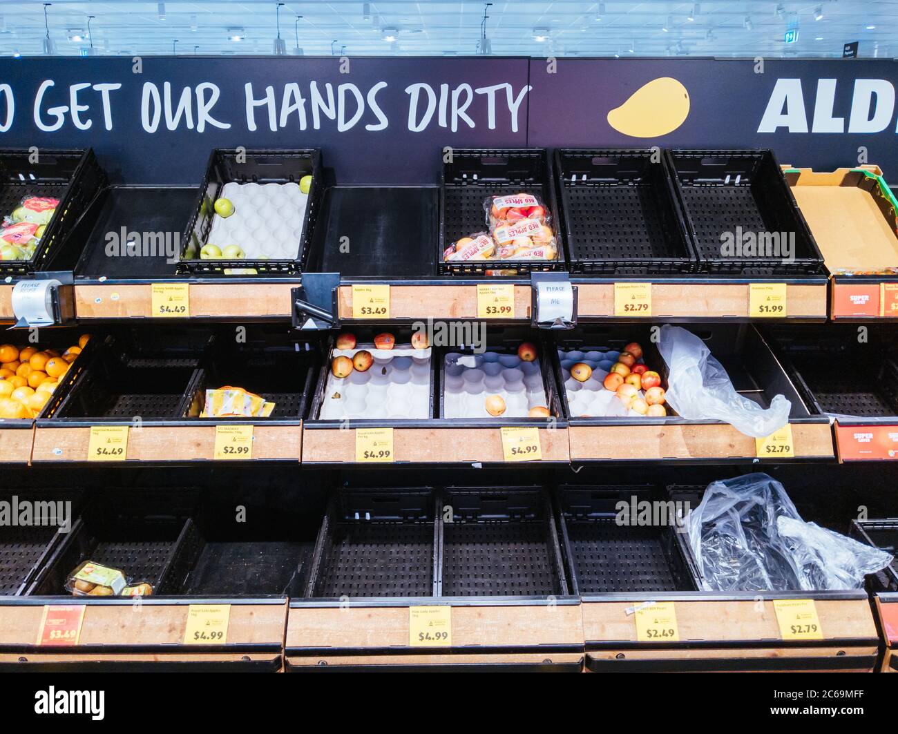 Empty Food and Product Shelves at an Australian Supermarket Stock Photo ...
