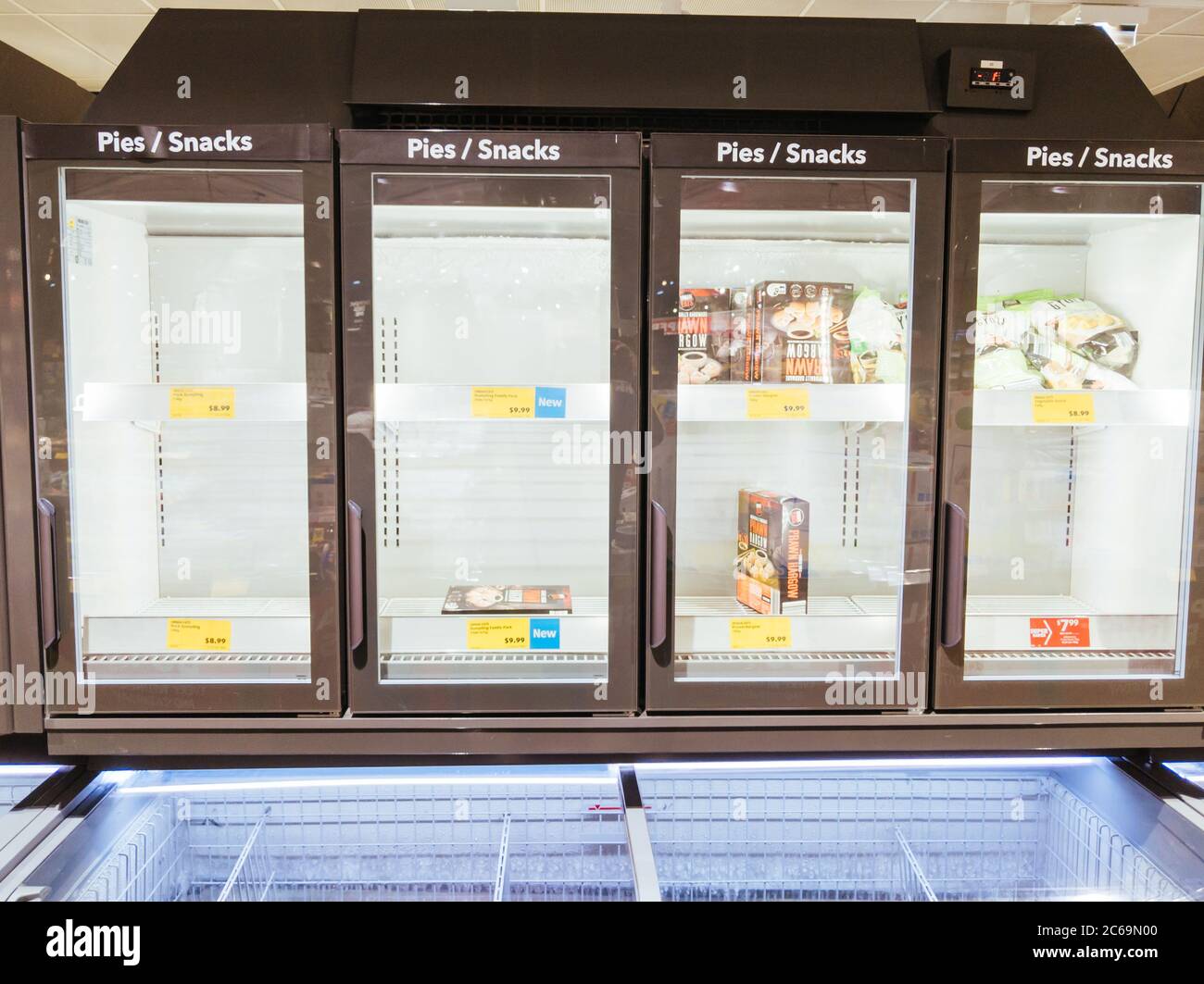 Empty Food and Product Shelves at an Australian Supermarket Stock Photo ...