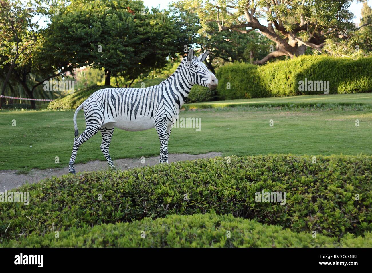 Statue of zebra, parque de La Paloma, Benalmádena, Andalusia, Spain ...