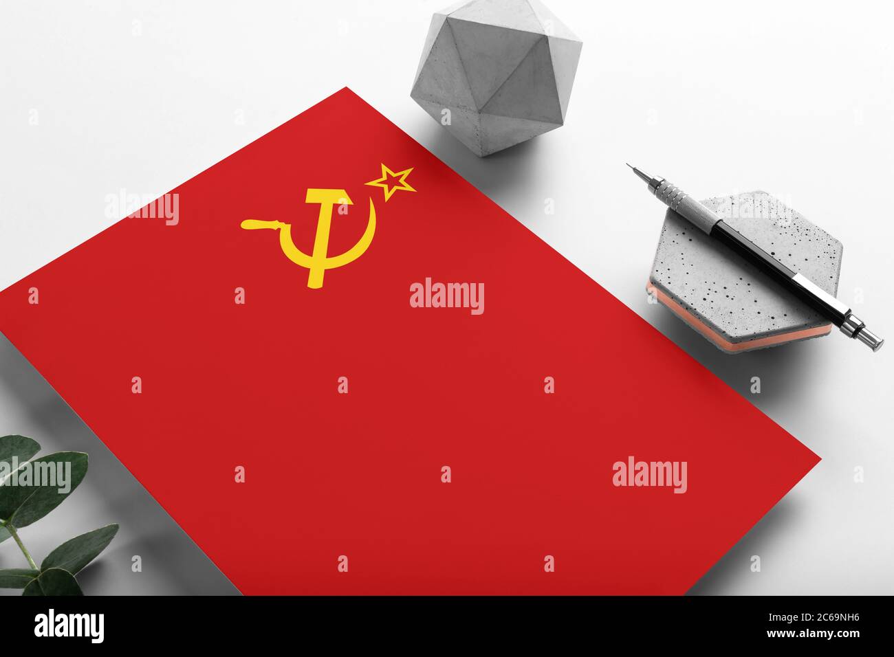 Soviet Union flag on minimalist paper background. National invitation ...