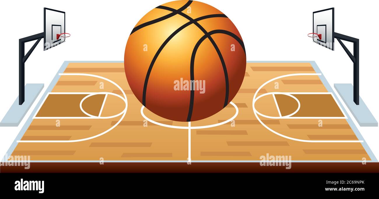Vector wooden basketball court Cut Out Stock Images & Pictures - Alamy