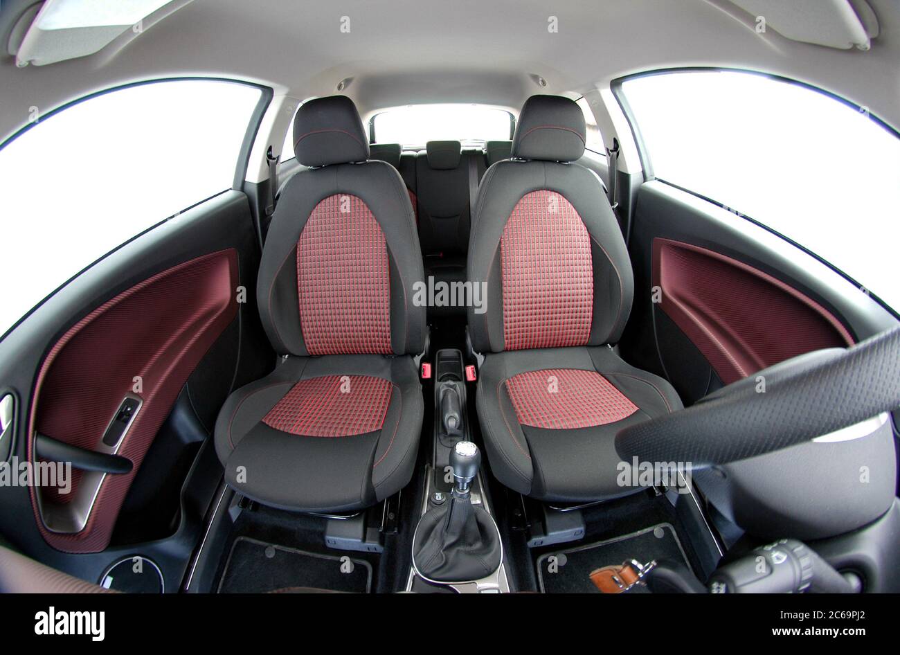front car seats photographed with fish eye Stock Photo - Alamy