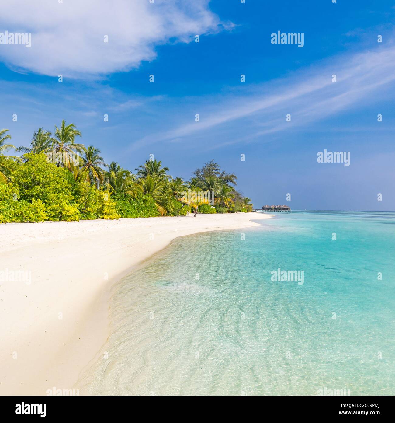 Tropical beach background as summer landscape with beach swing or ...