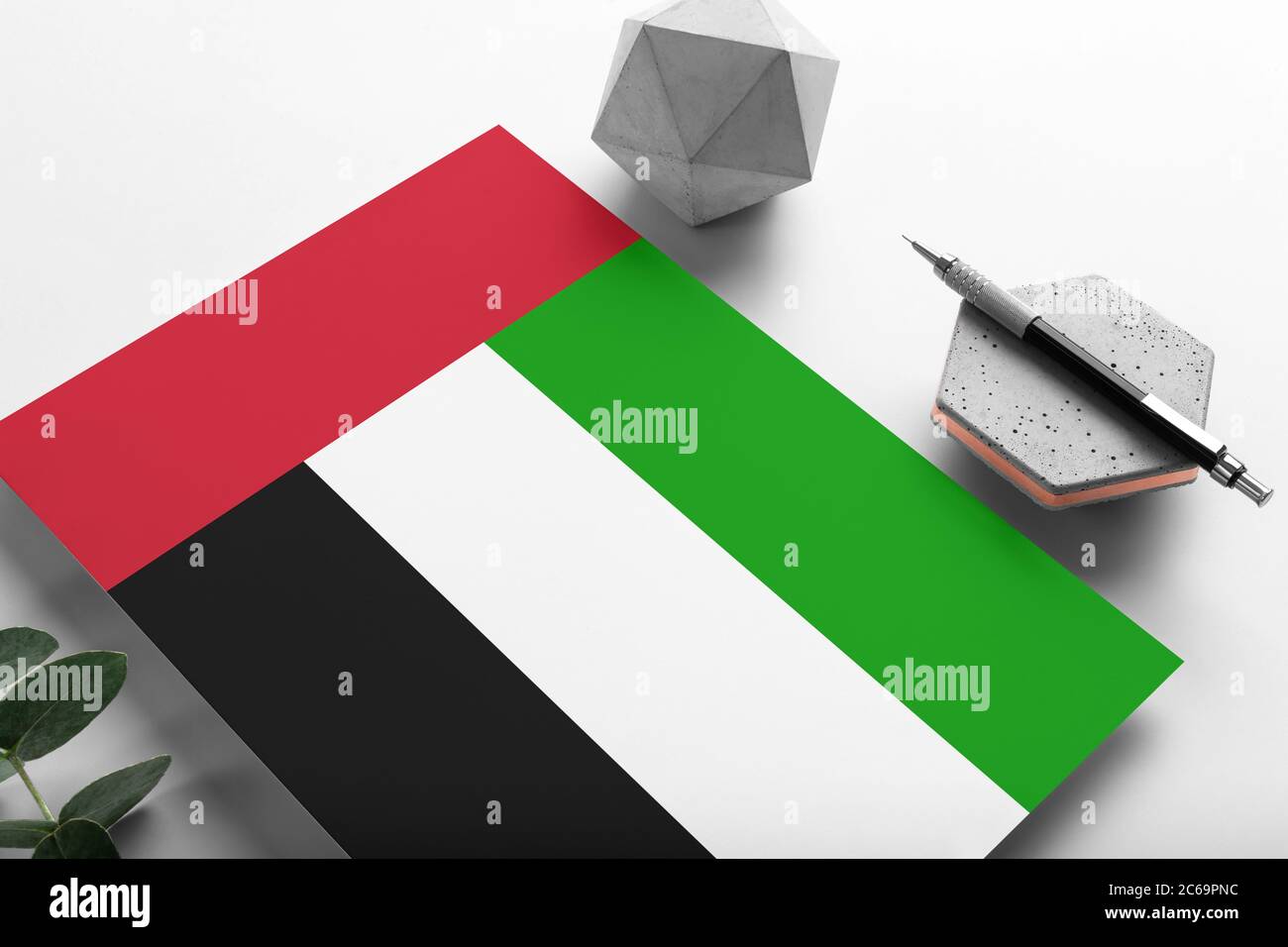 United Arab Emirates flag on minimalist paper background. National ...