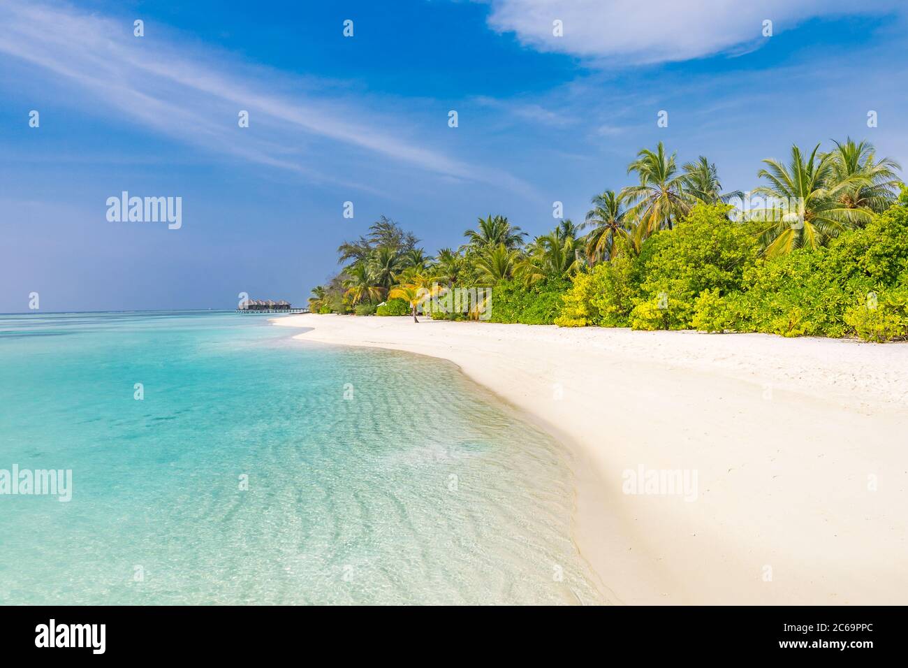 Tropical beach background as summer landscape with beach swing or ...
