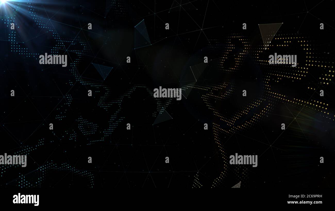 Abstract futuristic - Linear and polygonal pattern shapes on dark blue ...