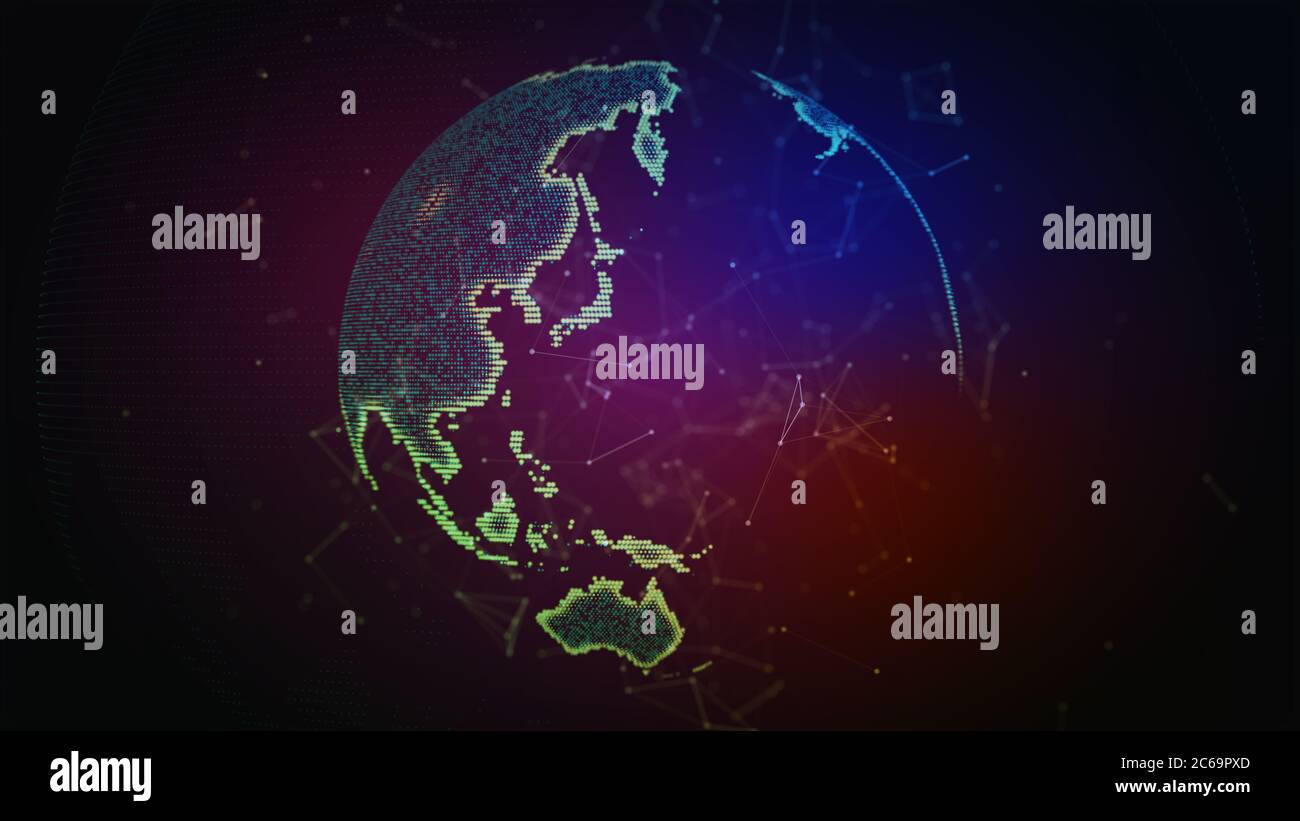 Connection lines Around Earth Globe. Background with Light Effect ...