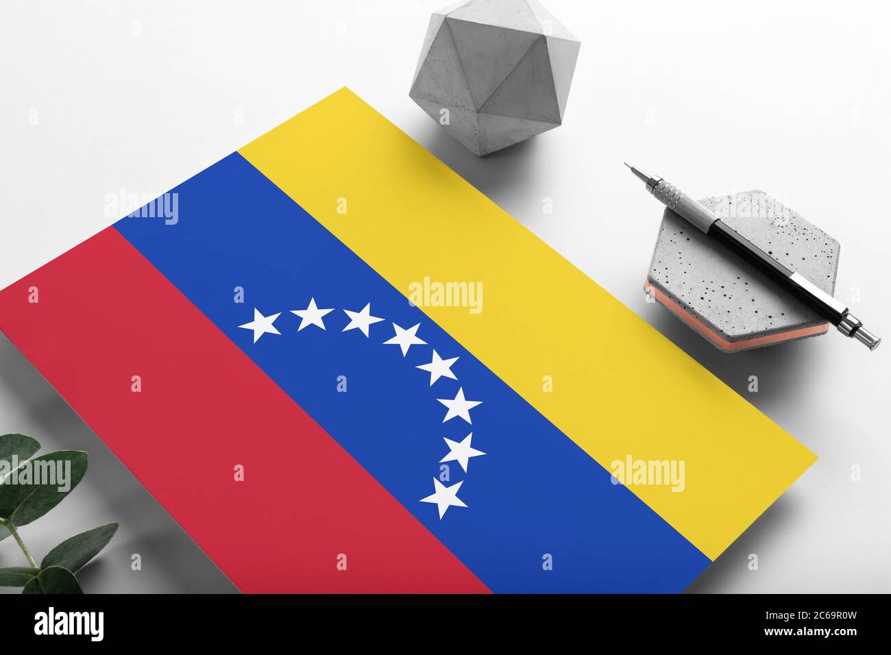 Venezuela flag on minimalist paper background. National invitation ...