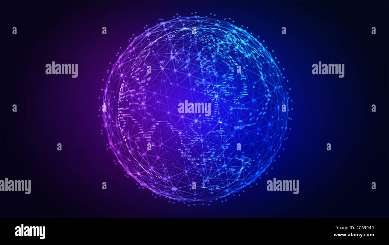 Connection lines Around Earth Globe. Background with Light Effect ...