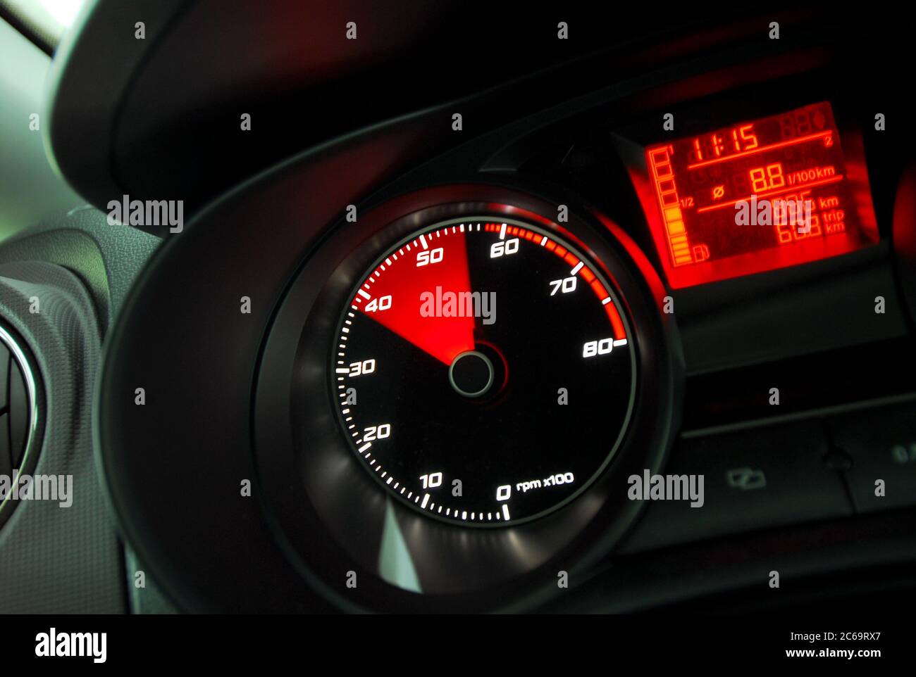 Tachometer reaching the red zone Stock Photo - Alamy
