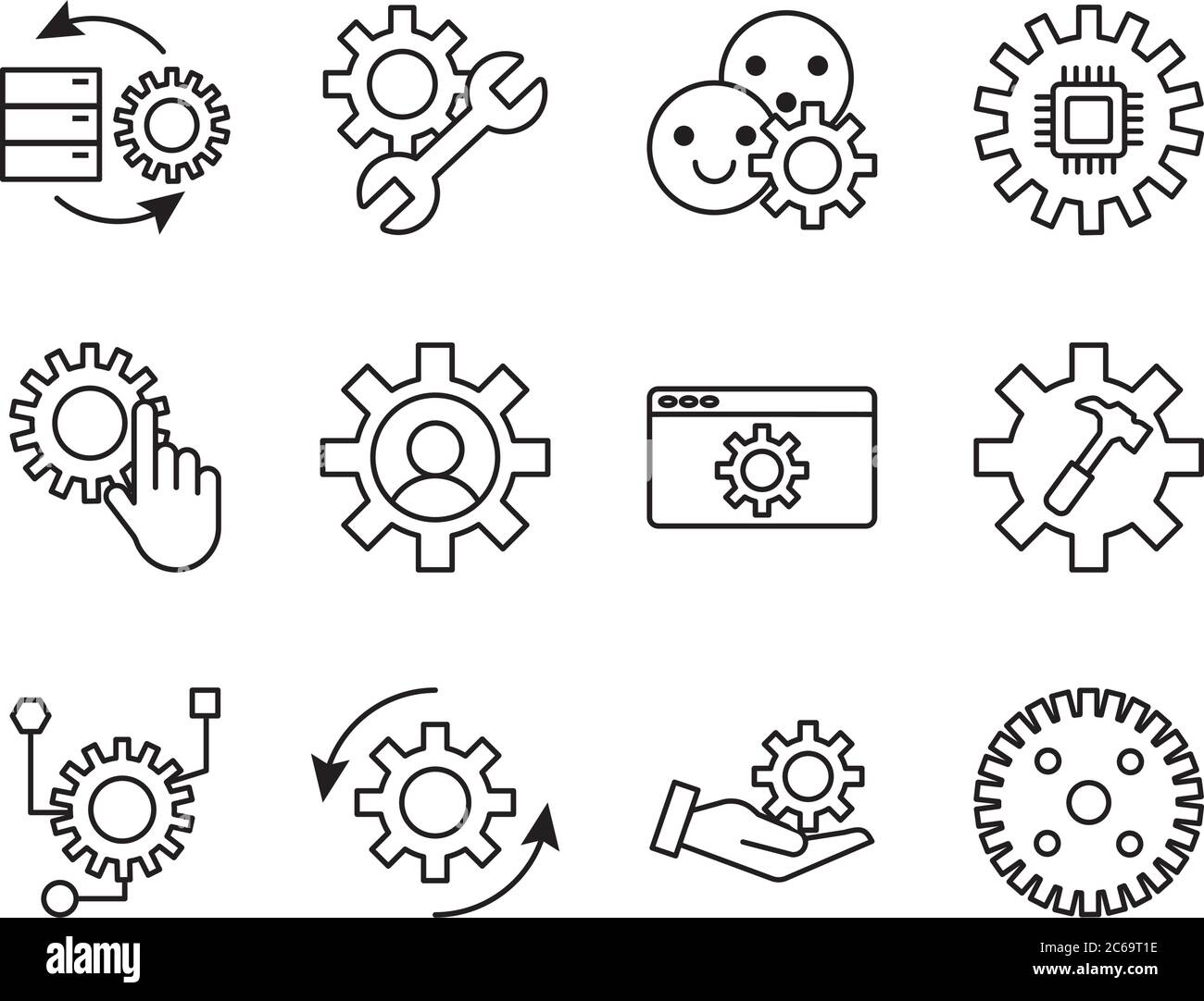 bundle of gears machine set icons vector illustration design Stock ...