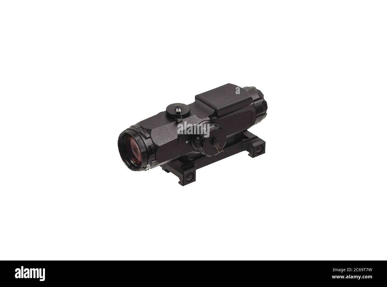 modern black optical scope for weapon isolated on white. sight scope ...