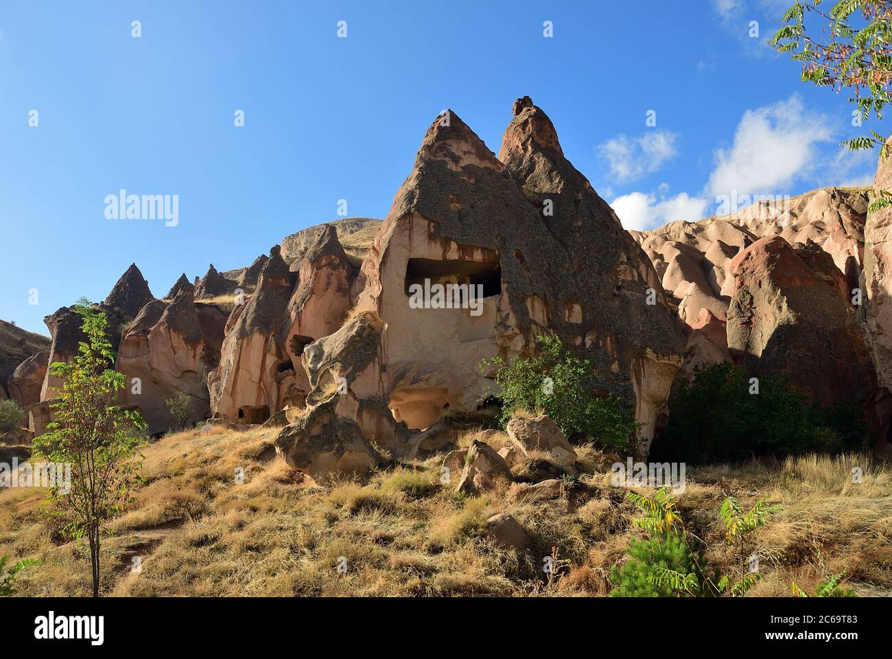 View of Cappadocia. Turkey. Ancient cave monastery of Zelve Stock Photo ...