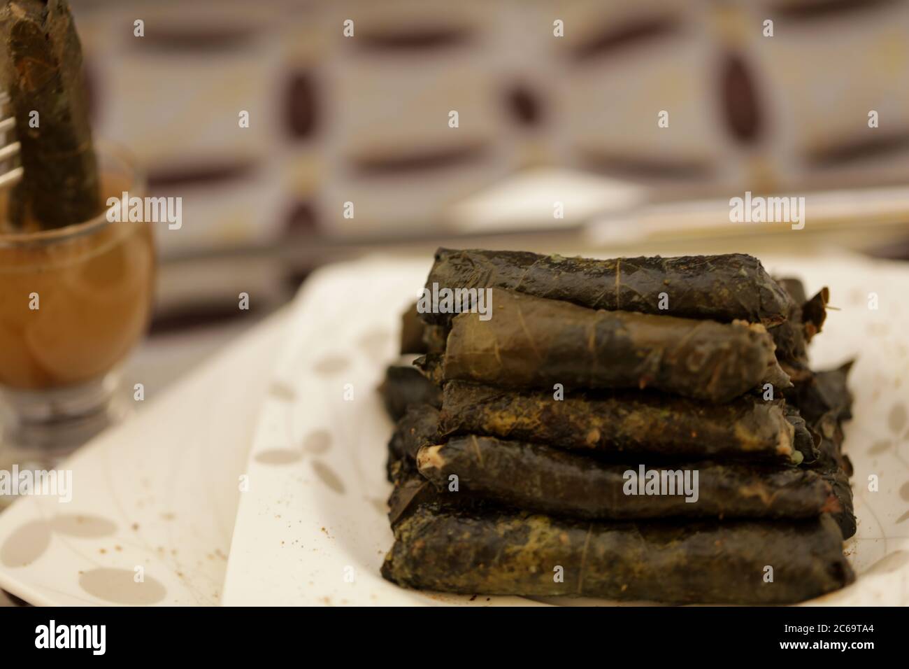 May 30, 2020: Grapes leaves filled with rice mixed with mincemeat and ...