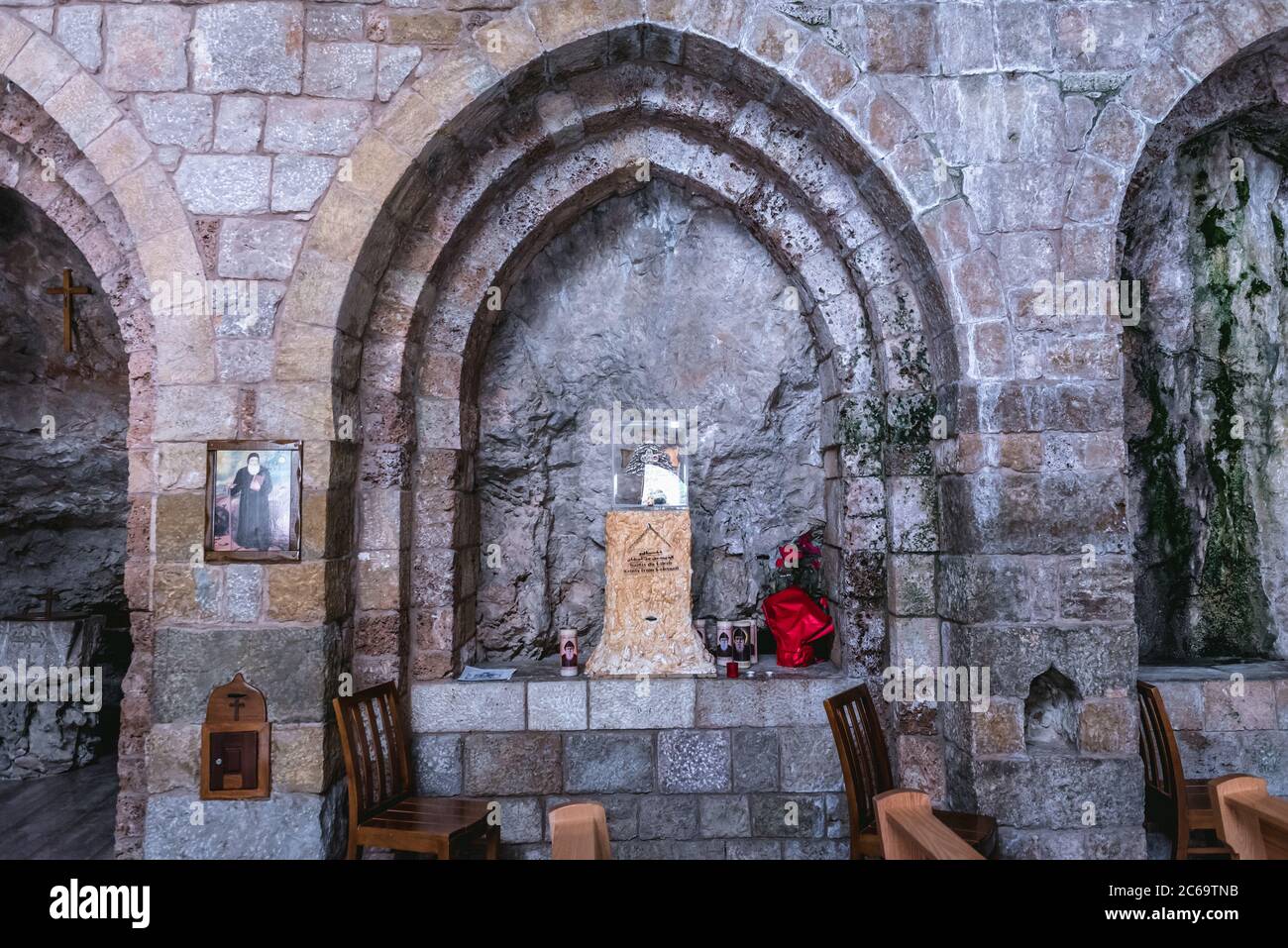 Interior of cave church of Monastery of Saint Anthony the Great also ...