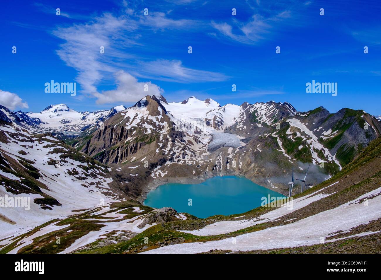 Reservoir lake Griessee, Griespass, Italian-Swiss border Stock Photo ...