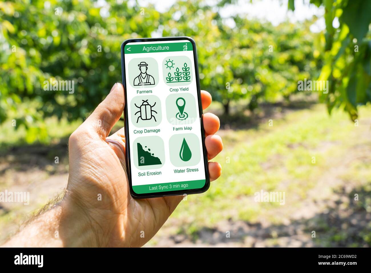 Smart Farming Digital Technology Agriculture App At Farm Stock Photo ...