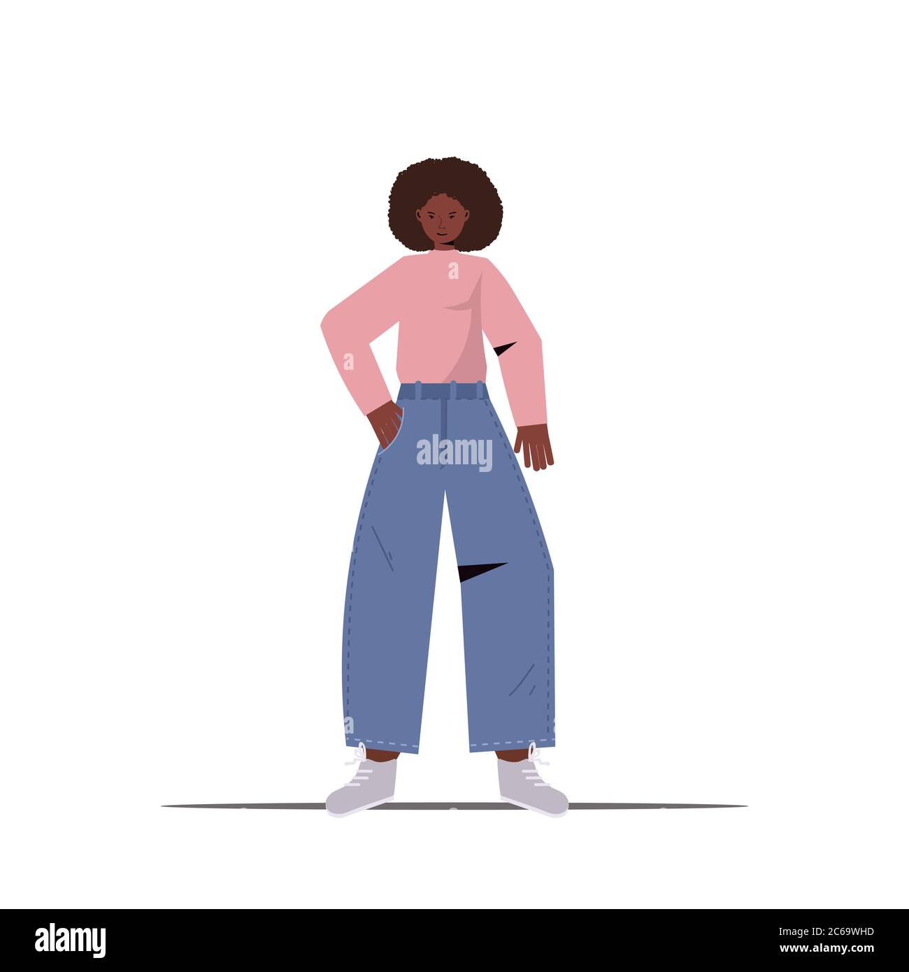 cute woman in casual trendy clothes female cartoon character standing ...