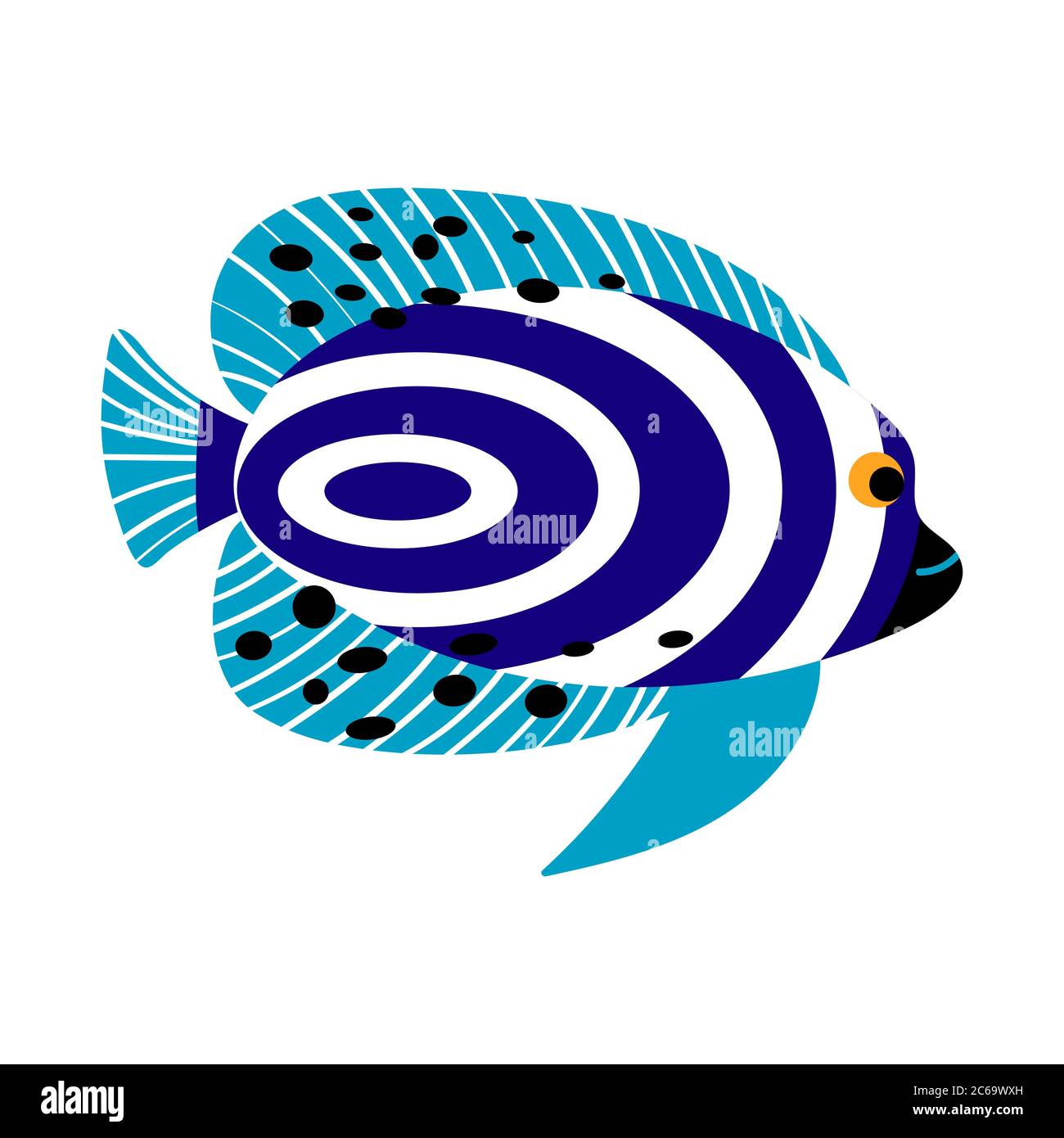 Emperor angelfish isolated on white background. Exotic underwater ...