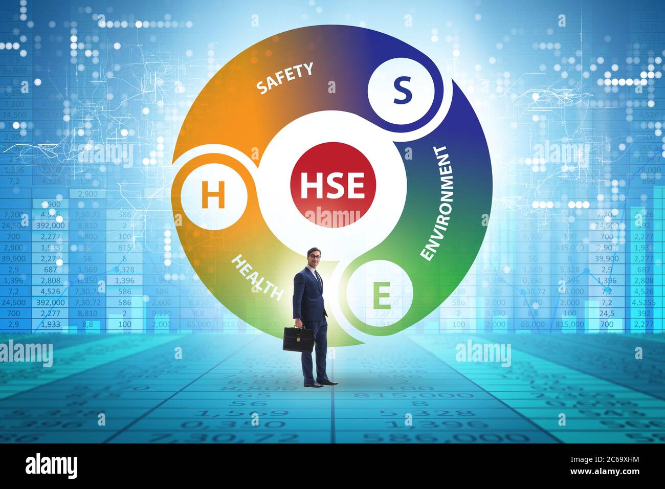 HSE concept for health safety environment with the businessman Stock ...
