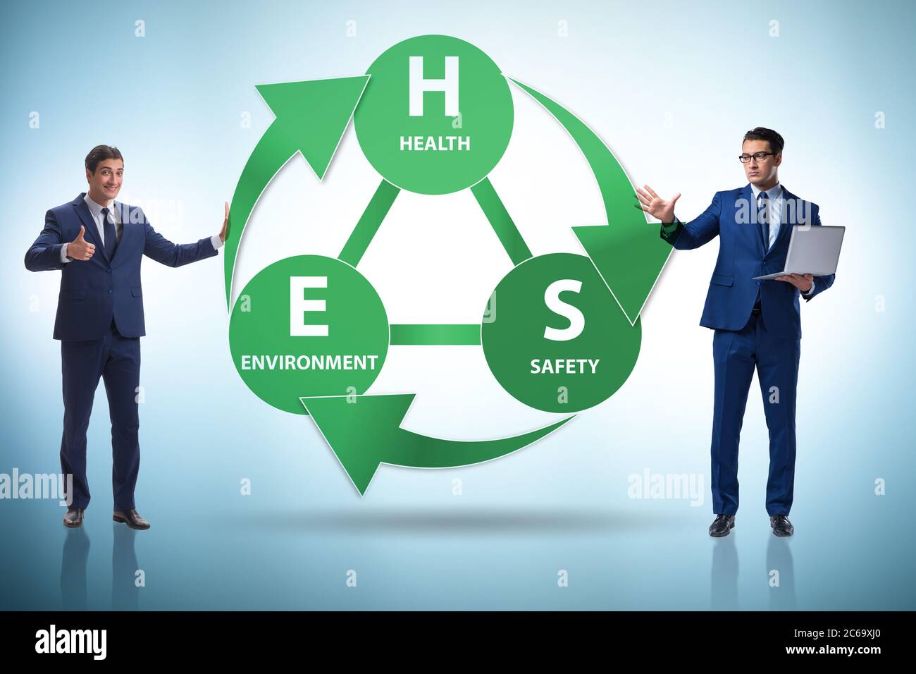 HSE concept for health safety environment with the businessman Stock ...