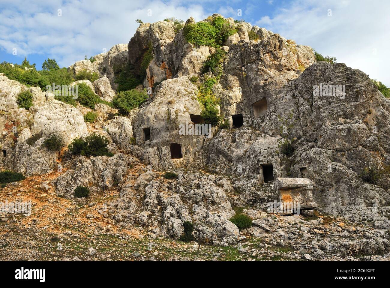 Roman necropolis at the ancient byzantium city Olba, Turkey Stock Photo ...