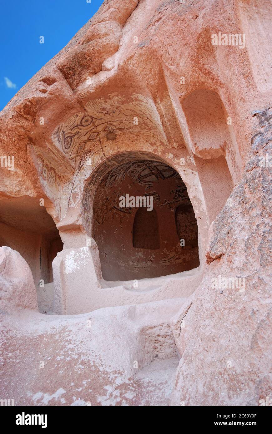 The cave church with early ortodox christian fresco in Cappadocia ...