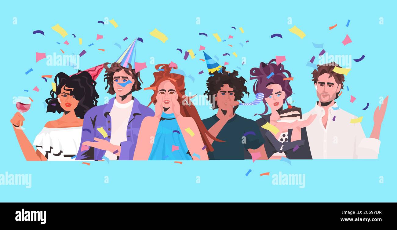 friends celebrating birthday party mix race people having fun ...