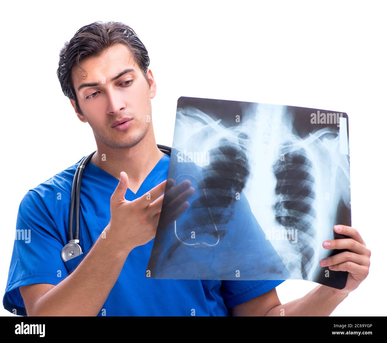 The radiologist doctor with x-ray image isolated on white Stock Photo - Alamy