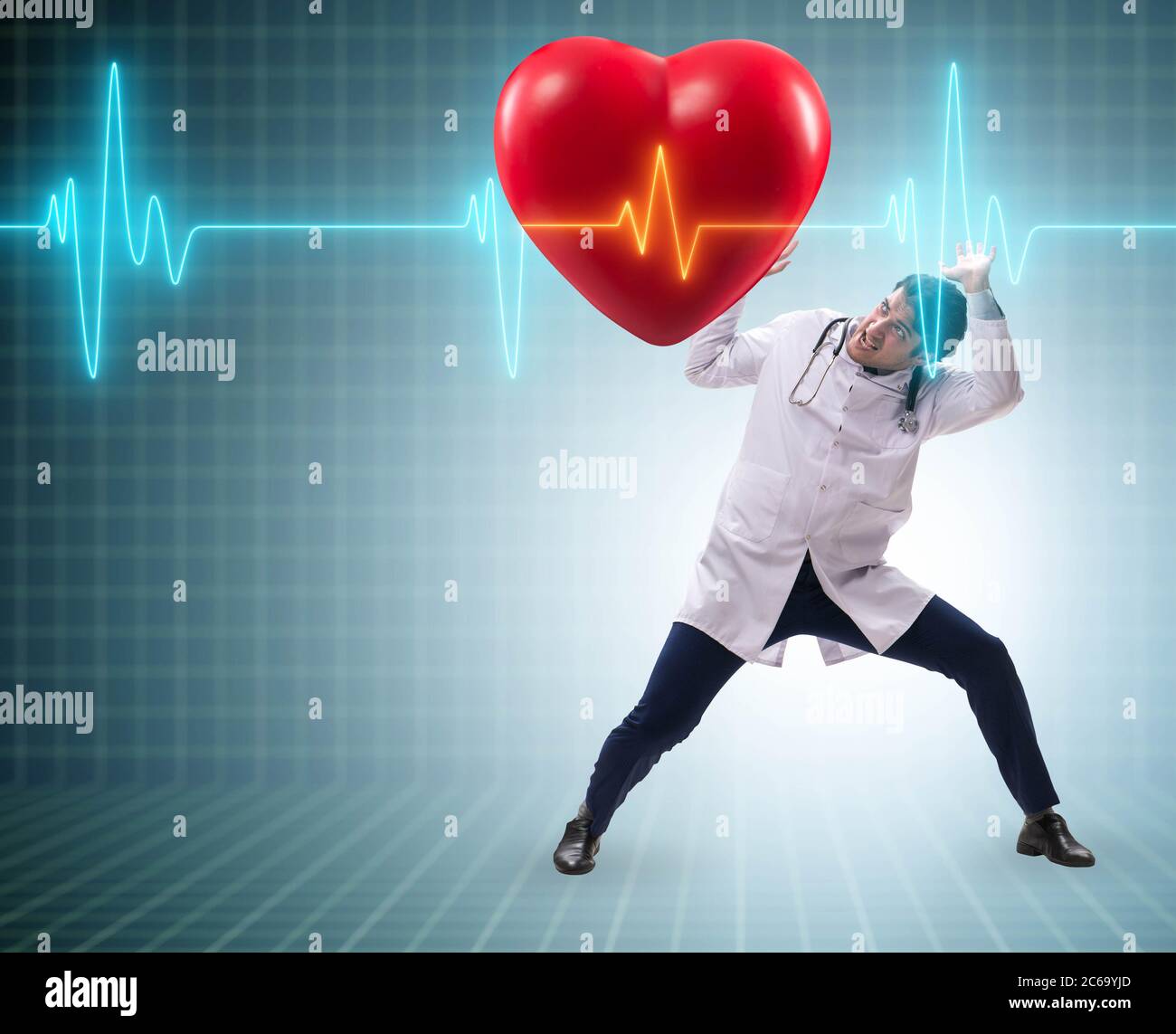 The doctor cardiologist supporting cardiogram heart line Stock Photo ...