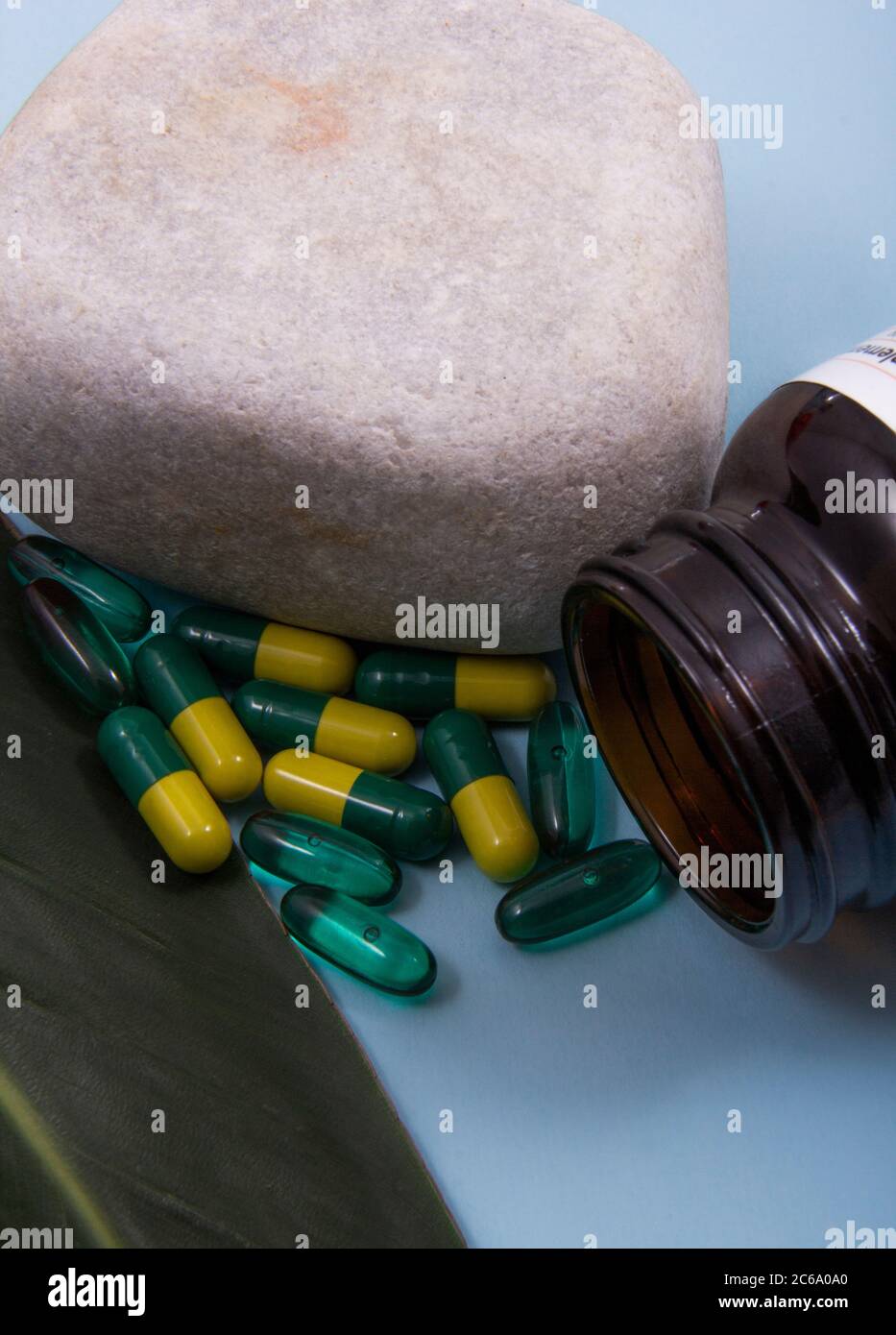 Color capsules out of cover. Color capsules with a simple background ...