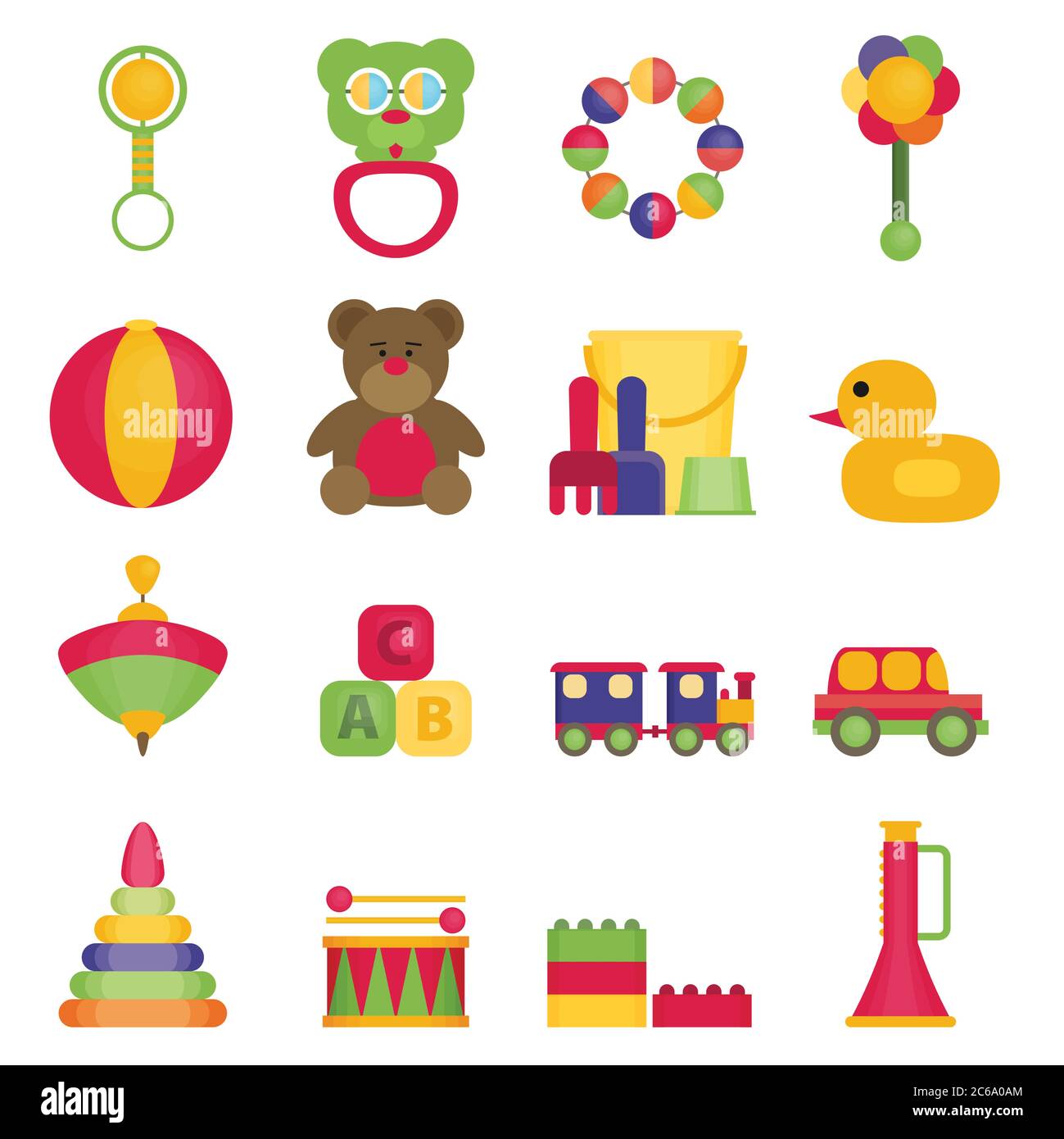 Baby toys flat icon set vector Stock Vector Image & Art - Alamy