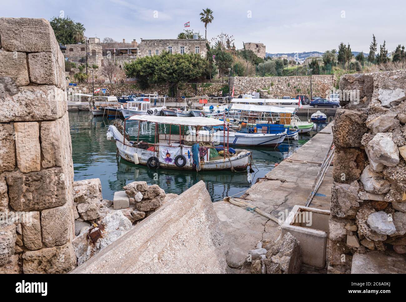 Fishing boats in harbour of Byblos, largest city in the Mount Lebanon ...