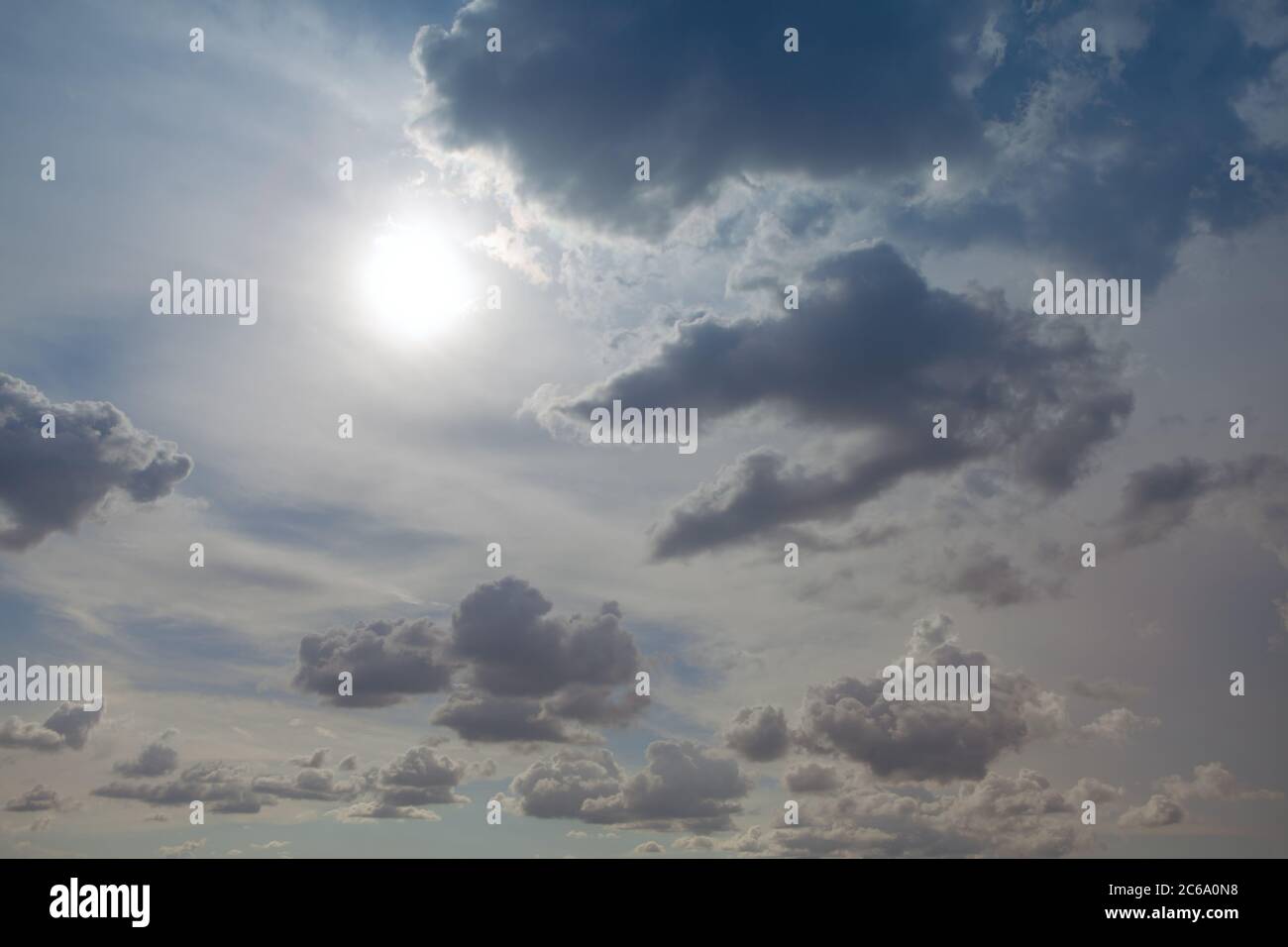 mystical sky with sin and clouds . Midnight heaven . Bright night with ...