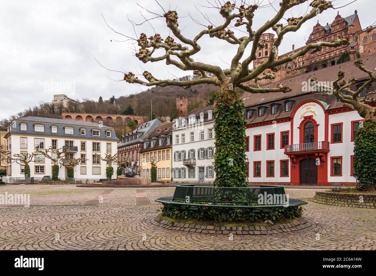 Central Market Square, Karlsplatz with Heidelberg Castle in City ...