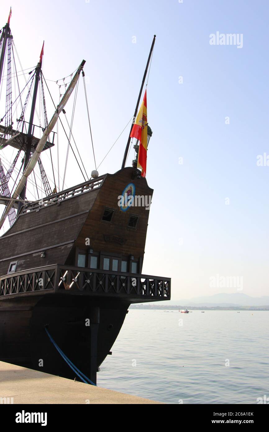 Stern of the replica of the Victoria ship a carrack and the first ship ...