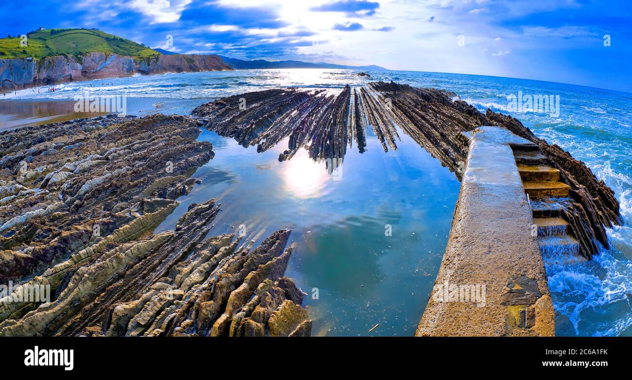 Steeply Tilted Layers Of Flysch Flysch Cliffs Basque Coast Unesco