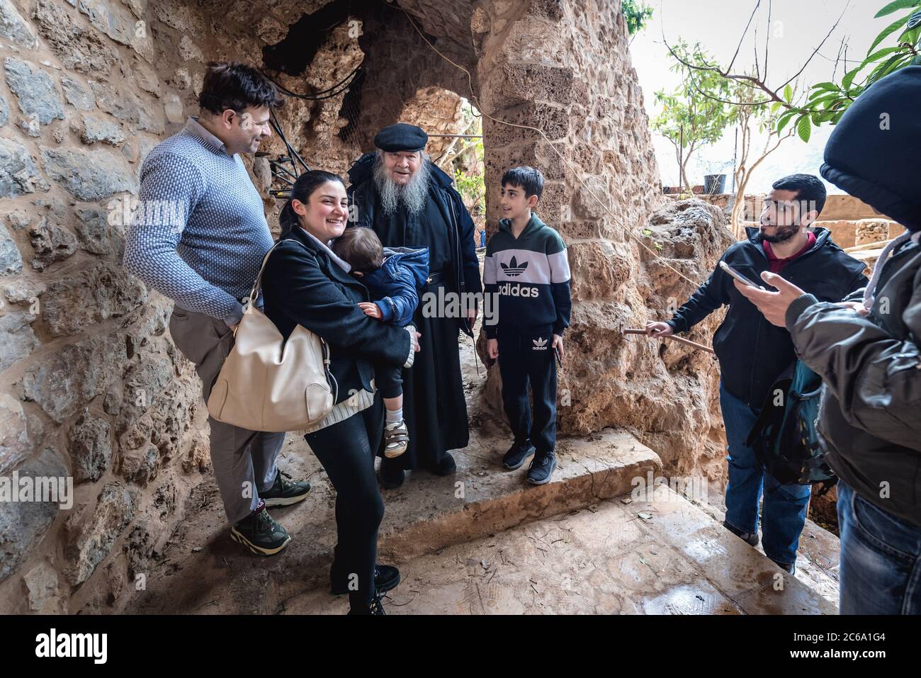 Father Dario Escobar Maronite monk meets with tourists in his hermitage ...
