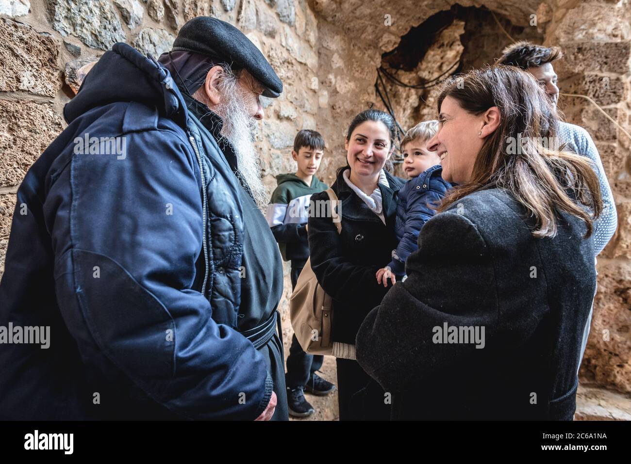 Father Dario Escobar Maronite monk meets with tourists in his hermitage ...