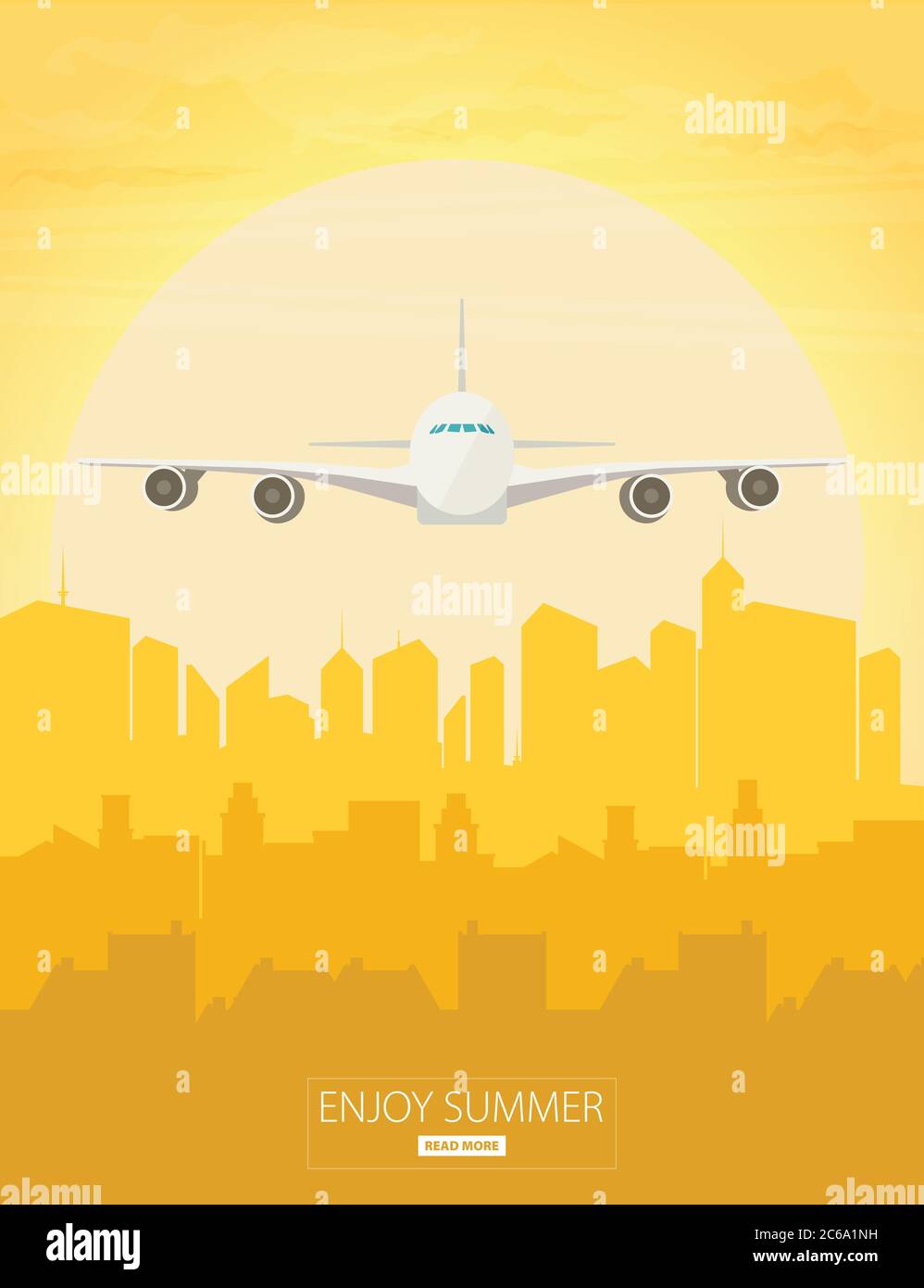 Plane flying over urban city. Vector illustration Stock Vector Image ...