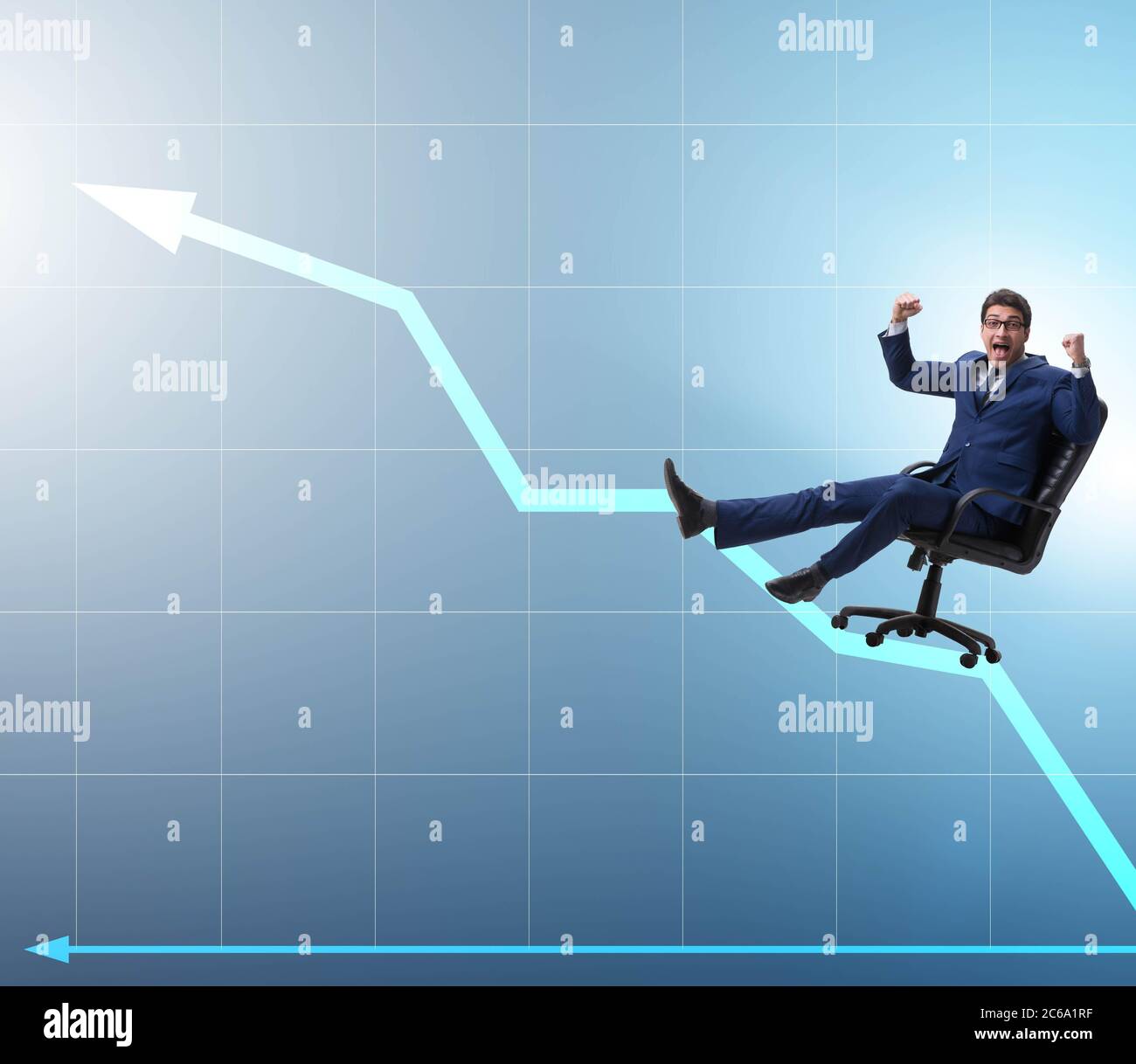 The businessman in economic growth concept Stock Photo - Alamy