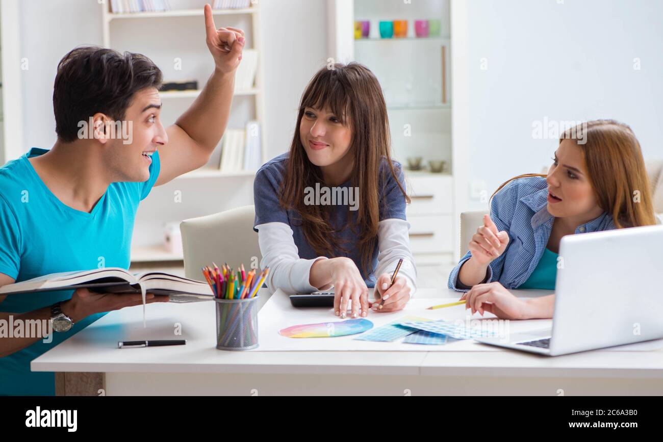 The team of designers discussing new interior project Stock Photo - Alamy