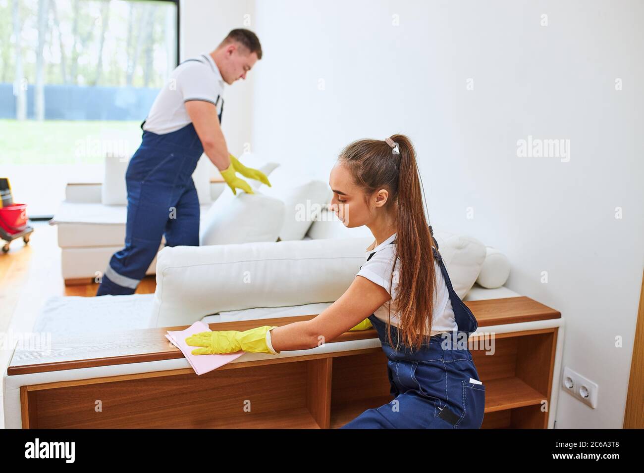 Beautiful young female cleaners hi-res stock photography and images - Alamy