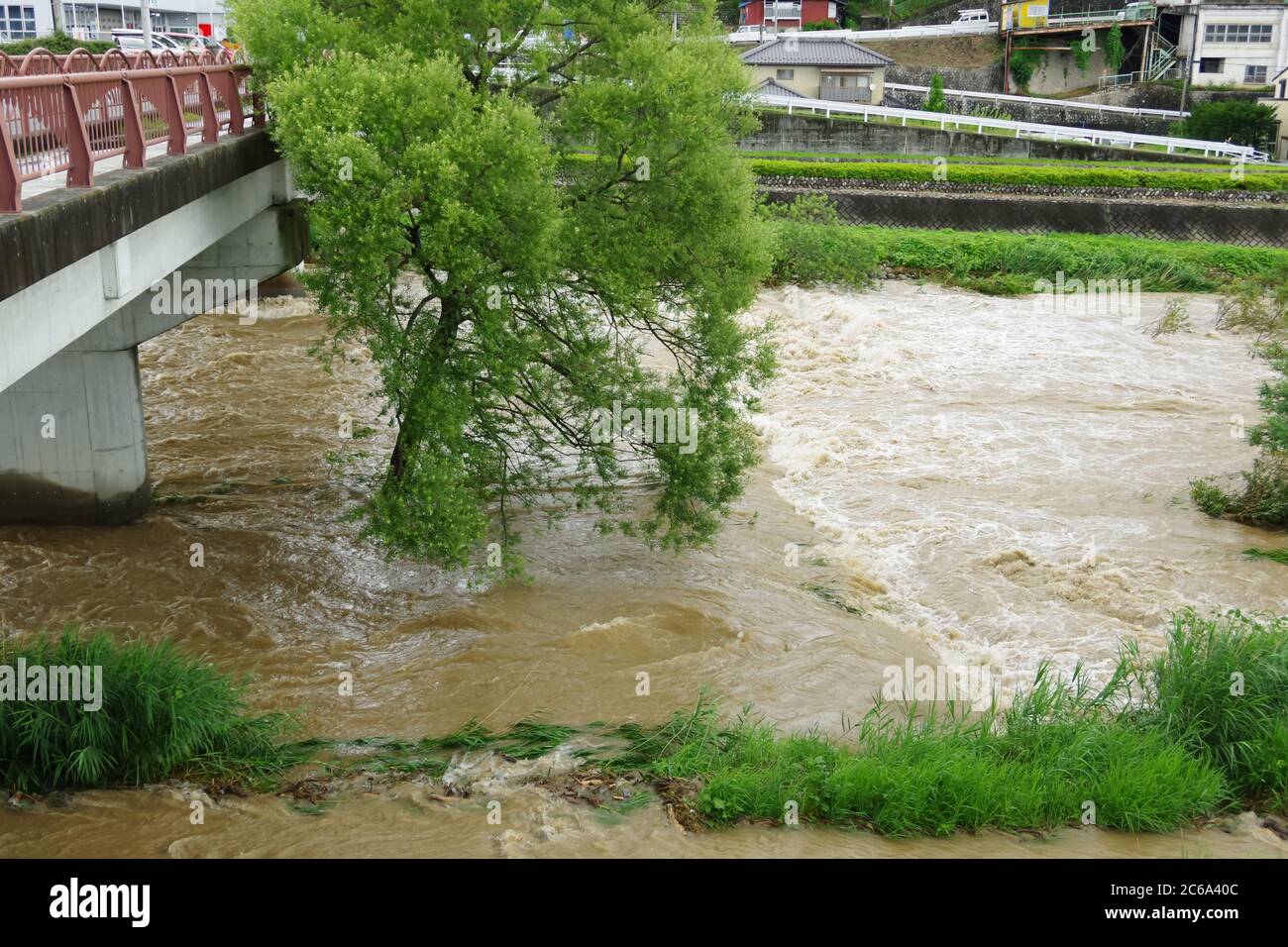 Iida, Nagano, Japan, 07/08/2020, Tenryu river after heavy rain in Iida city Stock Photo - Alamy