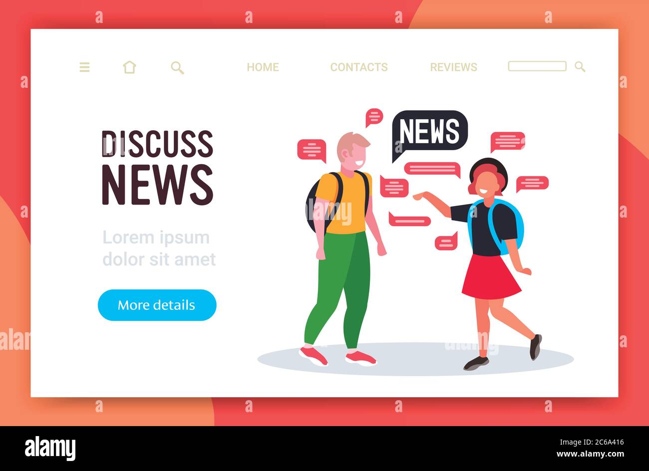 schoolchildren couple chatting during meeting discussing daily news ...