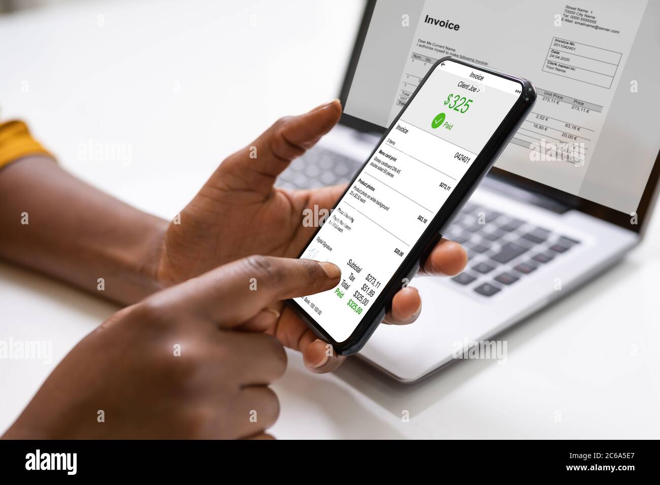 Digital Invoice Document Or Payment Receipt On Mobile Phone Stock Photo ...