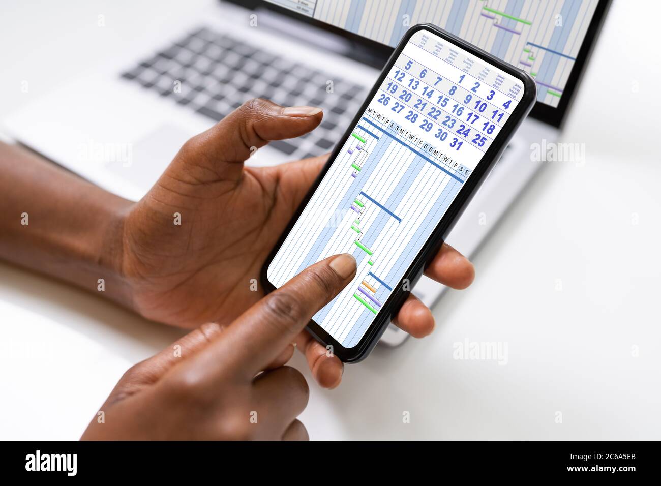 Gantt Chart Planner List Or Schedule In Office Stock Photo - Alamy