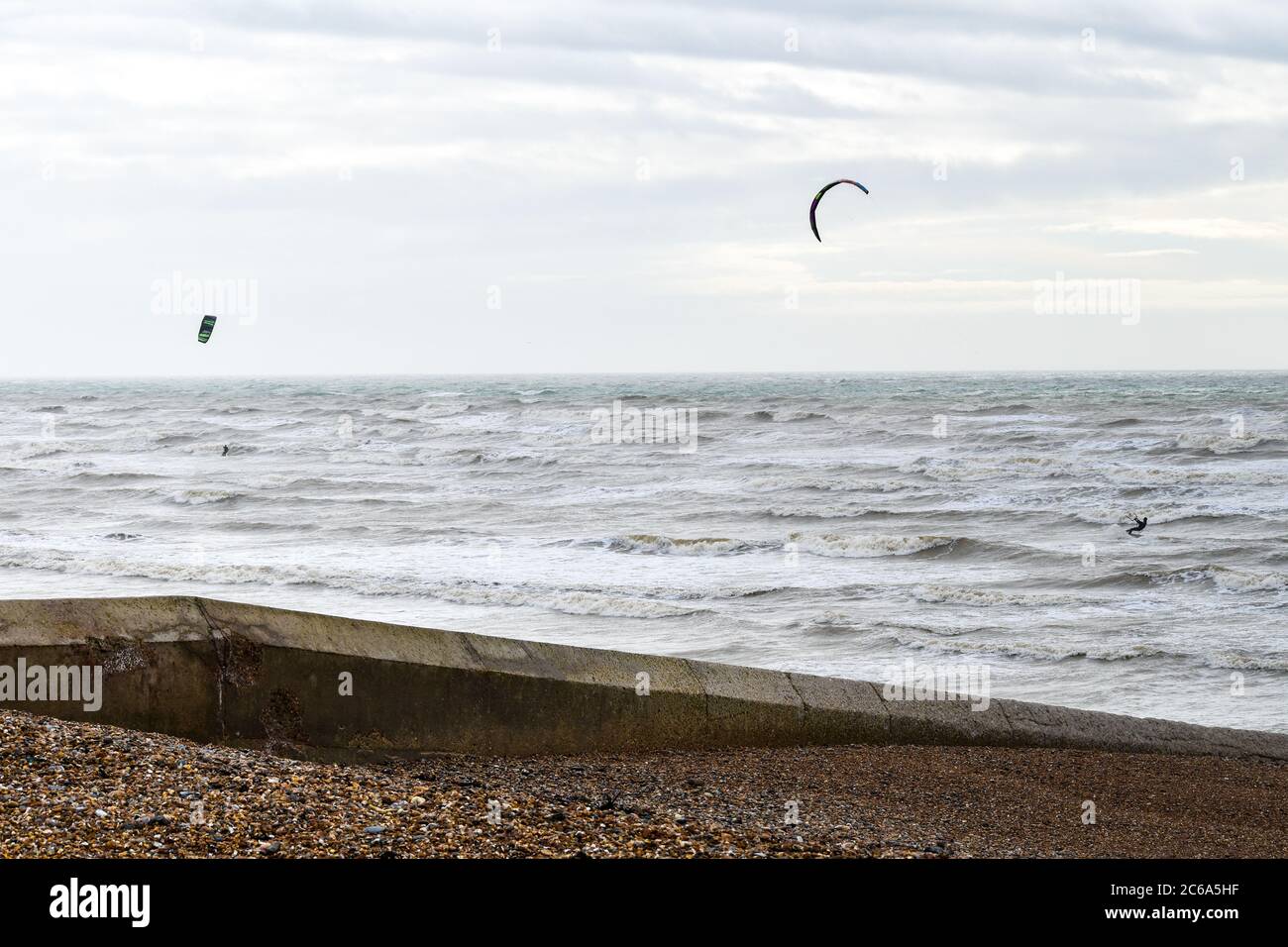 Kite Surf near to the beach in Hove, UK Stock Photo - Alamy